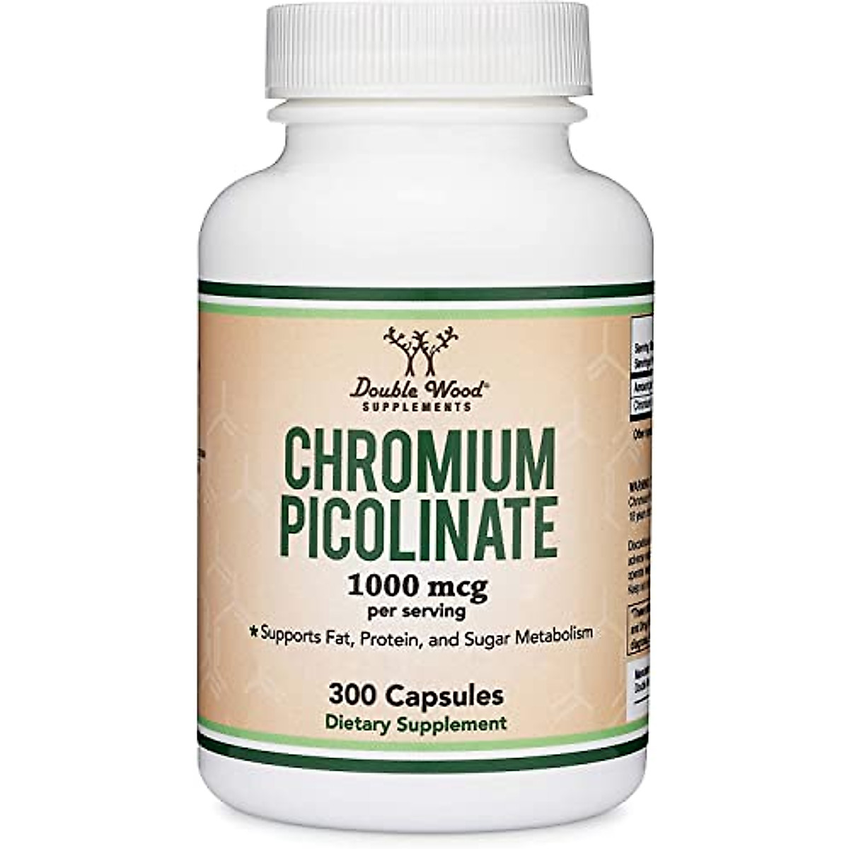 Chromium Picolinate 1000mcg for Healthy Weight Management (High Absorption and Bioavailability) (300 Vegan Safe Capsules, Non-GMO, Gluten Free, Manufactured in The USA) by Double Wood Supplements