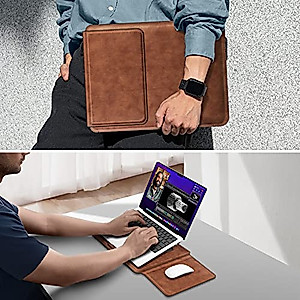 Fintie Sleeve Case for MacBook Air 13.6 M2 A2681/MacBook Pro 14 A2779 A2442/MacBook Pro 13 M2 (2016-2022)/MacBook Air 13.3 - Premium PU Leather Slim Bag Cover with Stand Feature, Brown