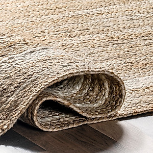 nuLOOM Rikki Coastal Braided Jute Area Rug, 6' Square, Off-white