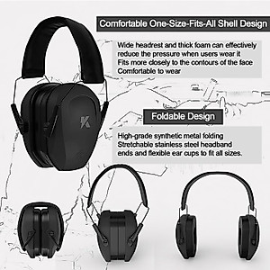 ucho NRR 34 dB Noise Reduction Ear Muffs, Hearing Protection Safety Earmuffs Professional Noise Cancelling Earmuffs for Construction Work Shooting Range Hunting-Black
