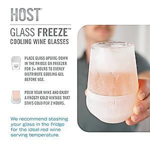 Host Freeze Cooling Glasses, Freezer Gel Stemless Wine Glasses for Red & White Wine, Insulated Glass with Silicone Band, Set of 2, 8.5 oz