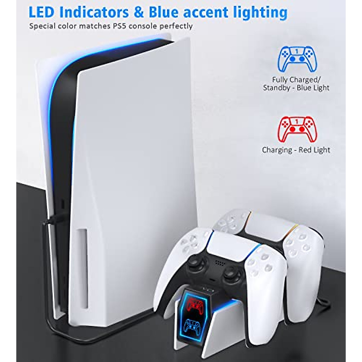 PS5 Charging Station, Playstation 5 PS5 Controller Charger Station with 2 Pack Fast Charging Cords Replacement for Sony DualSense Controller, OIVO PS5 Remote Control Charger, Charging Docking Station