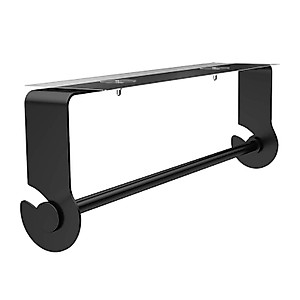 SMARTAKE Paper Towel Holder with Adhesive Under Cabinet, Wall Mounted & No Drilling, Rustproof Removable Kitchen Towel Holder for Home, Easy Tear, Black