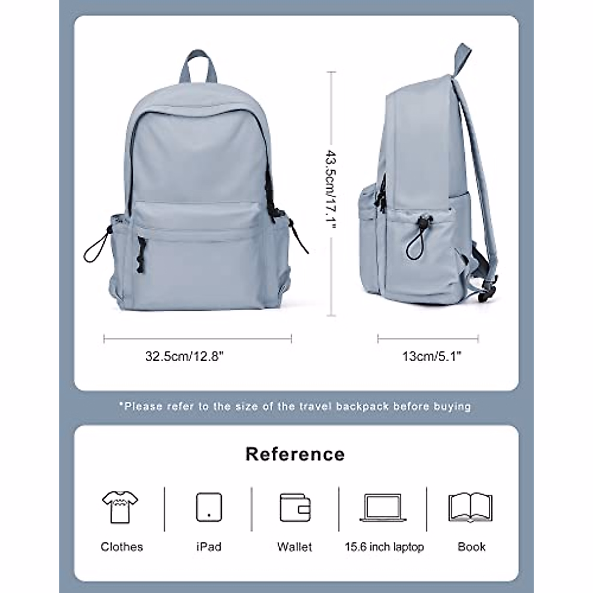 Backpacks For School Backpack For College Bookbag For Women School Bag Book Bags Waterproof Gym Backpack For Women Men Simple Aesthetic Backpack Blue