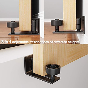 ZEKOO Sliding Barn Door Floor Guide, 8 Setup Options, Adjustable Stay Roller Guide, Black Wall Mounted Barn Door Hardware for Flush Bottom