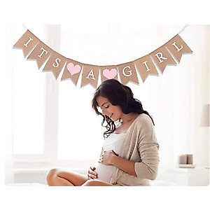 Burlap Banner for Baby Girl Shower - Baby Girl Shower Decorations,Its A Girl Burlap Banner,Best Girls Birthday Party Supplies (Its A Girl Burlap Banner)
