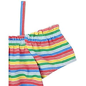 The Children's Place Baby Toddler Girls Print Off Shoulder Romper 2-Pack, Simplywht, 18-24 Months