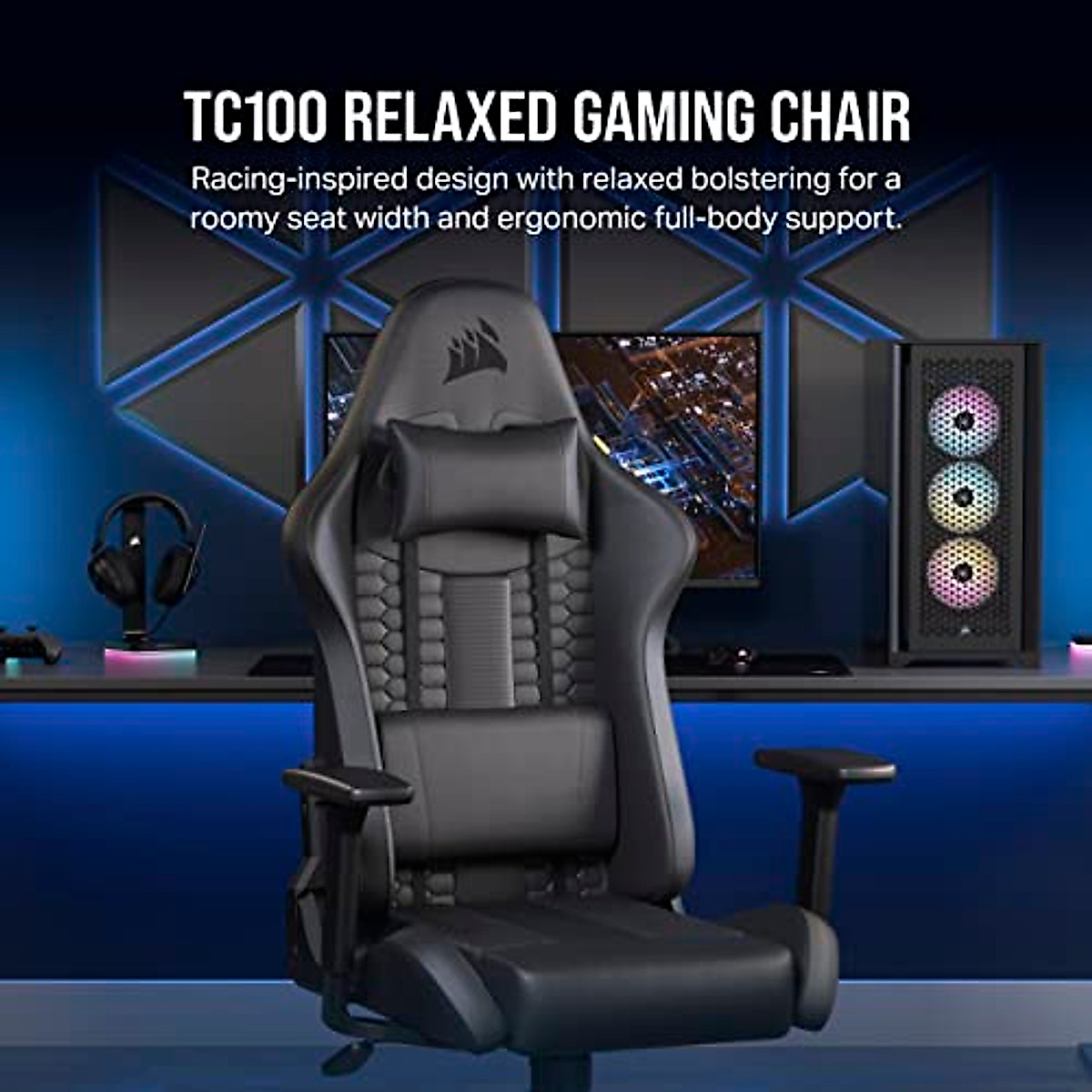 Corsair TC100 Relaxed Gaming Chair, One Size, Black