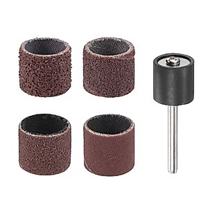 uxcell 1/2" x 1/2" Sanding Drum Set Sanding Sleeves Sandpaper Kit with Drum Mandrels for Rotary Tool 60/120/240/400 Grit 102pcs