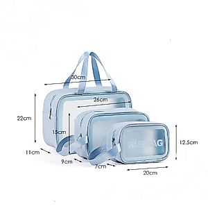 Travel Wash Toiletry Bag for Women Men, Translucent Waterproof Makeup Cosmetic Bag Travel Organizer for Accessories, Travel Enssential Toiletries,Set of 3,Teal