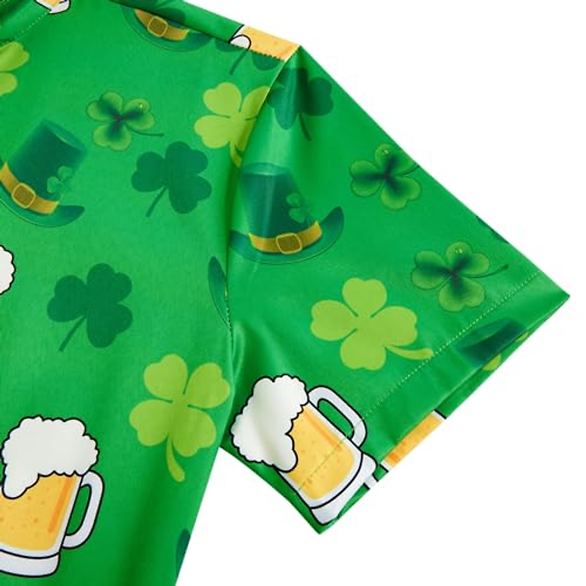 Idgreatim ST Patricks Day Romper for Men Green Shamrock Clover Short Sleeve One Piece Jumpsuit Outfits M