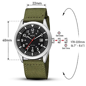 Infantry Black Military Analog Wrist Watch for Men, Mens Army Field Tactical Sport Watches Work Watch, Waterproof Outdoor Casual Quartz Wristwatch,5ATM Waterproof