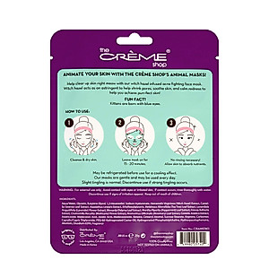 The Creme Shop Animal Sheet Mask, Korean, Hydrating, Collagen, Vitamin C, Anti-Aging - Pack of 3 (Kitten)