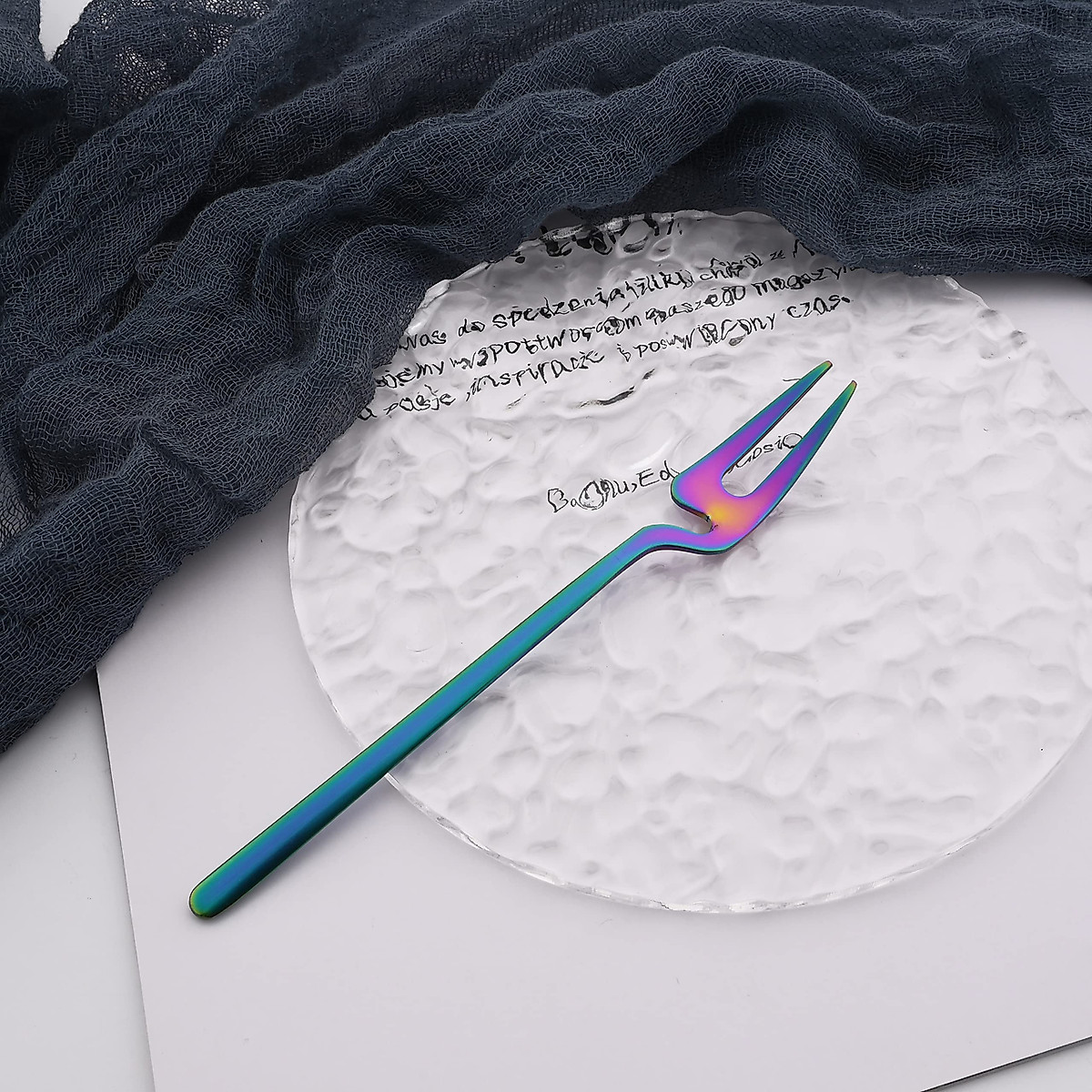 Uniturcky 28pcs Flatware Cutlery Set for 4, Matte Rainbow Silverware Set with Long Handle Spoon/Teaspoon/Fruit Fork, Tableware Eating Utensils Set, Satin Finish & Dishwasher Safe