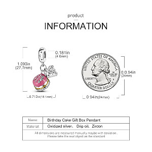 NARMO Sterling Silver Charms for Pandora Bracelets Happy Birthday Charms Sterling Silver 925 Bracelet Charms for Women