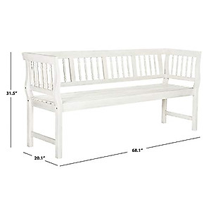 Safavieh PAT6732C Outdoor Collection Brentwood Bench, Antique/White
