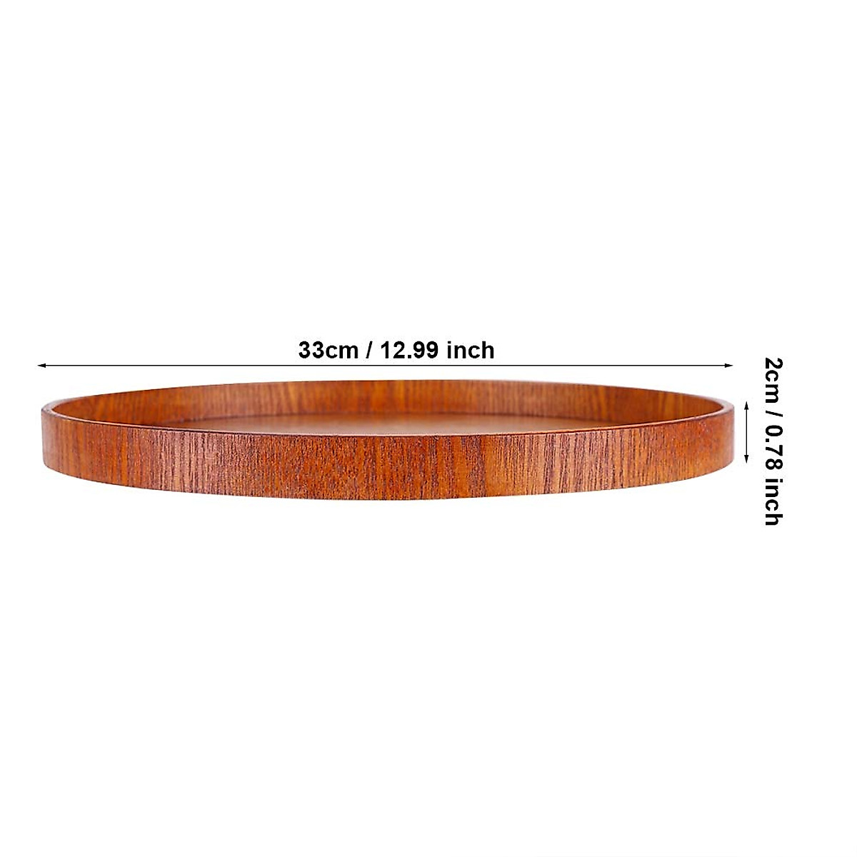 Wood Serving Tray, Round Wooden Tray Wood Serving Plates Food Dishes Water Drink Platter Teaboard for Breakfast in Bed Countertop Kitchen Coffee Table Breakfast (33cm)