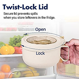 Chiir Microwave Soup Mugs with Lids, Microwave Safe Mug for Ramen Noodles, Soup, Beverages, 28.74 Ounces, Off-White