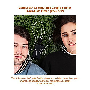 Mobi Lock 3.5mm Headphone Y Splitter (Pack of 2)| 1 Male to 2 Female Audio Jacks | Allows Two People to Listen to 1 Sound Source | Ideal for All Media Players & Other Audio Devices with 3.5 mm Port