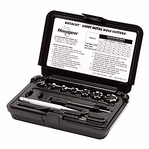 Hougen 11075 RotaCut High Speed Steel Cutter Kit 5/16”, 3/8", 7/16”, 1/2", 9/16”, 5/8, 3/4", 1/4" Cutting Depth, Bright Finish, 3/8" Shank