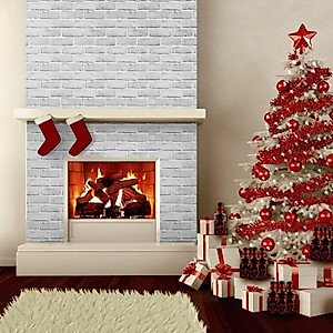 practicalWs Red Brick Wallpaper Peel and Stick 17.7in x 118.1in Brick Wrapping Paper Self Adhesive Faux Brick Removable Wall Paper for Christmas Halloween Fireplace Bedroom Bathroom Decoration