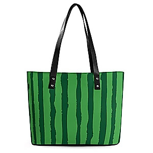 Womens Handbag Watermelon Green Print Leather Tote Bag Top Handle Satchel Bags For Lady