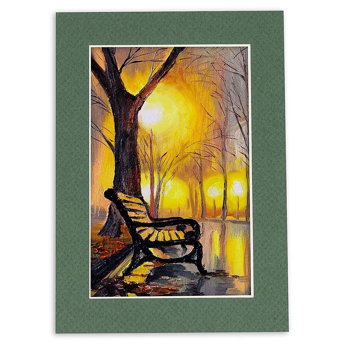 8.5x11 Mat Bevel Cut for 6x9 Photos - Acid Free Hunter Green Precut Matboard With Backing Board and Crystal Clear, Self Seal Photo Mat Bag - For Pictures, Photos, Framing - 4-ply Thickness