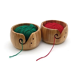 CHEERZEER CUSTOMIZE Personalized Large Wooden Bowl with Lid for Knitters and Crocheters, Wood Yarn Ball Holder Gift for Grandma and Mom on Mother's Day, Christmas, Birthdays