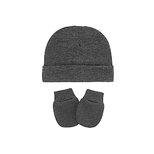 Century Star Newborn Hats Baby Hats and Mittens Knit Infant Baby Hat for Boys Girls Newborn Beanie and Mitten Set D Black&White&Grey&Dark Grey&Navy&Stripes 0-6 Months