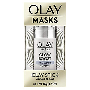 Face Masks by Olay, Clay Charcoal Facial Mask Stick, Glow Boost White Charcoal, 1.7 Oz
