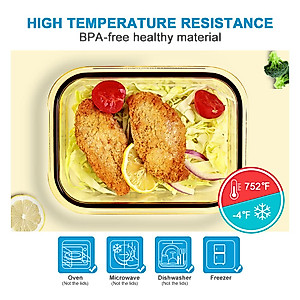 DAS TRUST 10 Pack Amber Glass Meal Prep Containers Microwave Safe Meal Prep Bowls Food Storage Containers Glass Food Prep Containers with Lid Lunch Container for Adults Meal Prep Lunch Bento Boxes