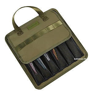 KHEDALTS Fishing Jig Bag Large Lures Bags Saltwater & Freshwater,Slow Pitch Jigs Storage Bag Suitable For Max 10inch Jigs,Heavy Duty Offshore Fishing Jigs Lead Bag For Men Gifts Waterproof Army Green