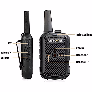 Retevis RT15 Small Walkie Talkies for Adults,Mini 2 Way Radio Rechargeable Long Range, USB Charging, Hands-Free Walky Talky for Camping Skiing Neighborhood Easter Basket Stuffers (4 Pack)