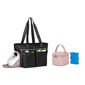 Fasrom Breast Pump Travel Bag with Laptop Sleeve Bundle with Baby Bottle Cooler Bag with Ice Pack for Working Moms