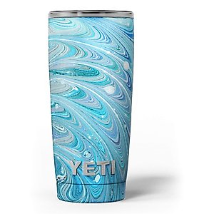 Design Skinz Mixed Blue Oil - Skin Decal Vinyl Wrap Kit Compatible with The Yeti Rambler Cooler Tumbler Cups