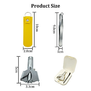 Universal Nose Hair Trimming Tweezers, Comes in Leather Sheath and Storage Packaging, Stainless Steel Manual Ear and Nose Hair Trimmer, Friendly Round Tip Not Hurt The Skin, for Noses, Sideburns