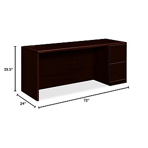 HON 10707RNN 10700 72 by 24 by 29-1/2-Inch Full-Height Right Pedestal Credenza, Mahogany Frame/Top