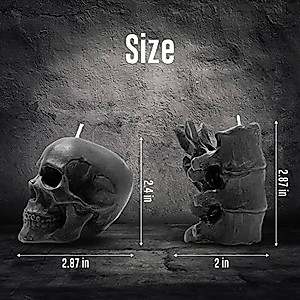 ASTROCUS Gothic Candle Set - Black Skull Candle - Spine Candle - Gothic Halloween Decor Interior - Black Gothic Candle - Horror Decor - Spooky Bathroom Decor - Black Candle