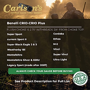 Carlsons Choke Tubes 12 Gauge Compatible for Benelli Crio Plus [ Improved Modified | 0.700 Diameter ] Stainless Steel | White Wing Dove Choke Tube | Made in USA