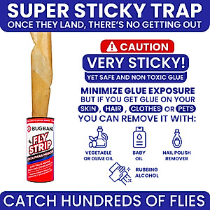 48 Fly Strips Indoor Sticky Hanging with Pins. Fly Trap Fly Paper Strips Indoor Hanging Fly Tape for Indoors and Outdoor. Fly Catcher Fly Ribbon Sticky Fly Traps for Indoors Flypaper. Fruit Gnat Traps