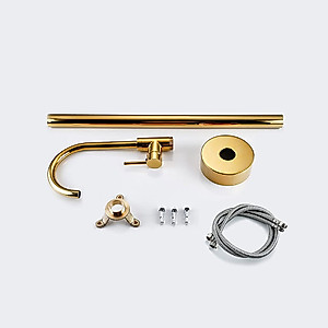 Akitbahome Freestanding Bathtub Faucet Tub Filler Faucet in Plating Gold,Floor Mount Single Handle Bathroom Shower