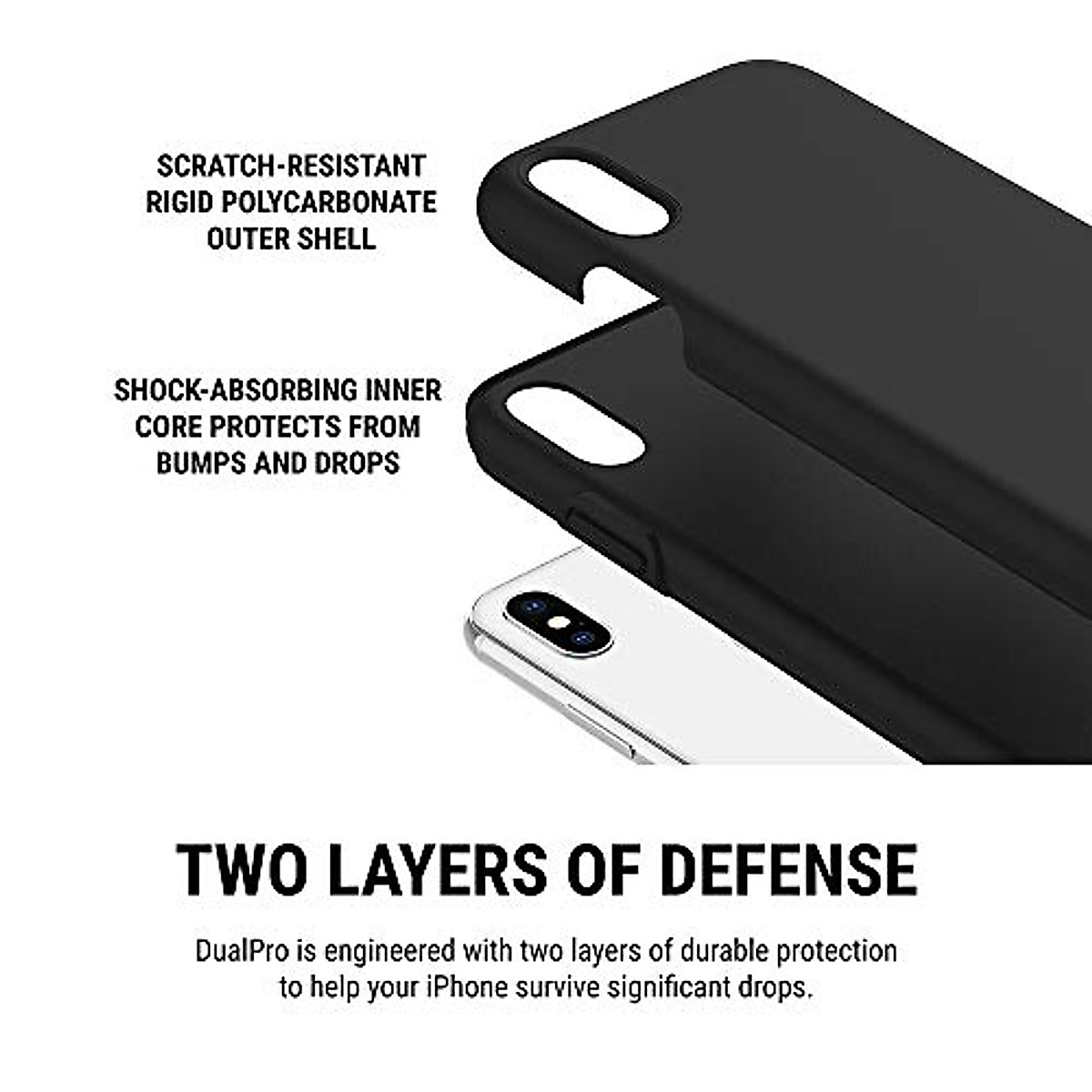 Incipio DualPro Case iPhone Xs (5.8") & iPhone X Case Hybrid Shock Absorbing Drop Protection - Black