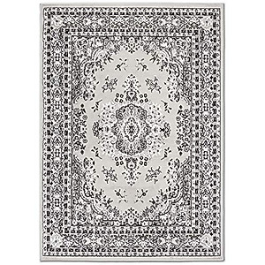 Home Dynamix Premium Sakarya Traditional Medallion Border Area Rug, Gray, 21"x35" Rectangle