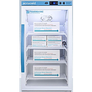 Summit Appliance ARG3PV Pharma-Vac Performance Series 3 Cu.Ft. Counter Height Commercial Vaccine All-Refrigerator with Glass Door, Automatic Defrost, Digital Thermostat and White Cabinet