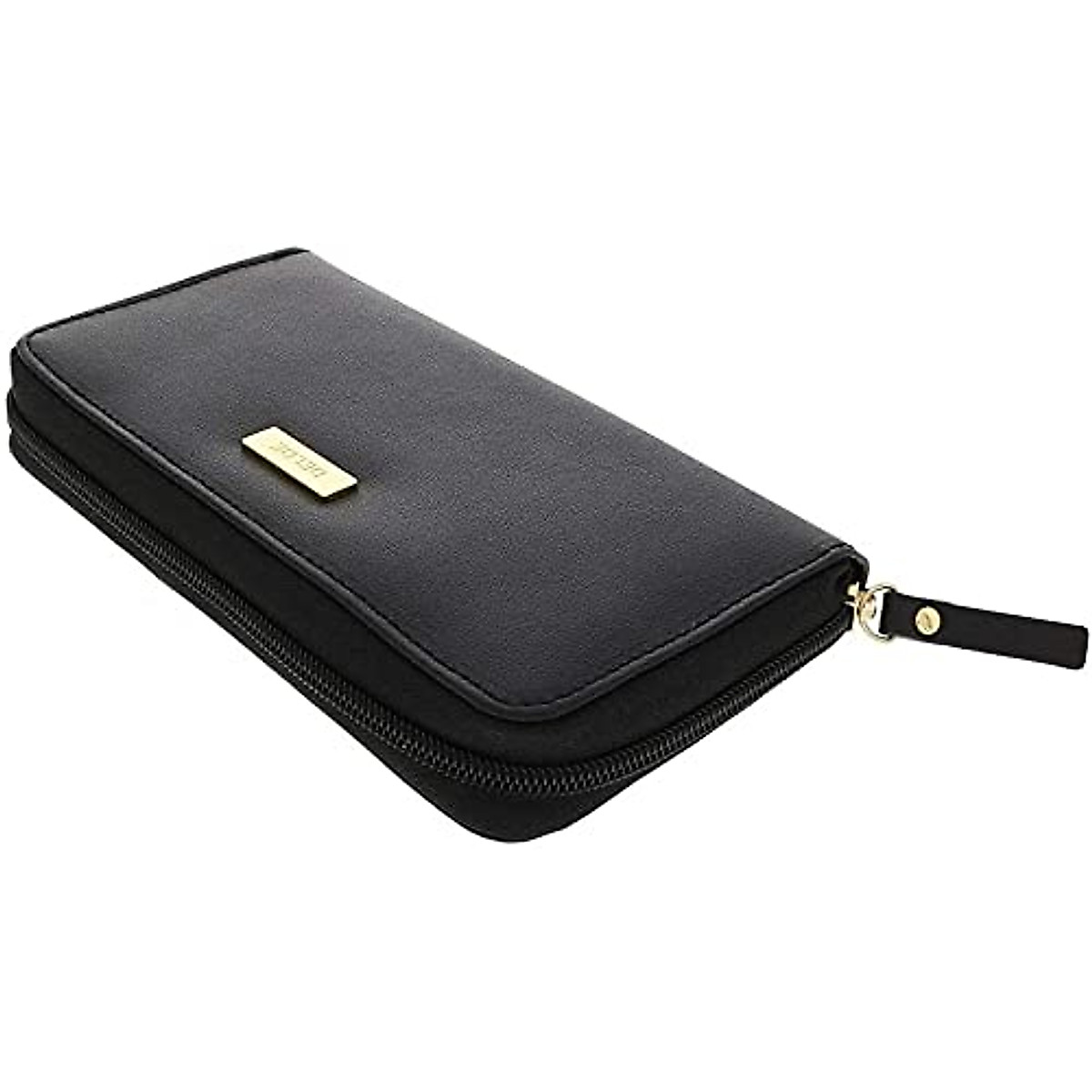 SUN-STAR FLat Pencil Case Compact, Cosmetic Makeup Pouch, Lay Flat Pen, Black