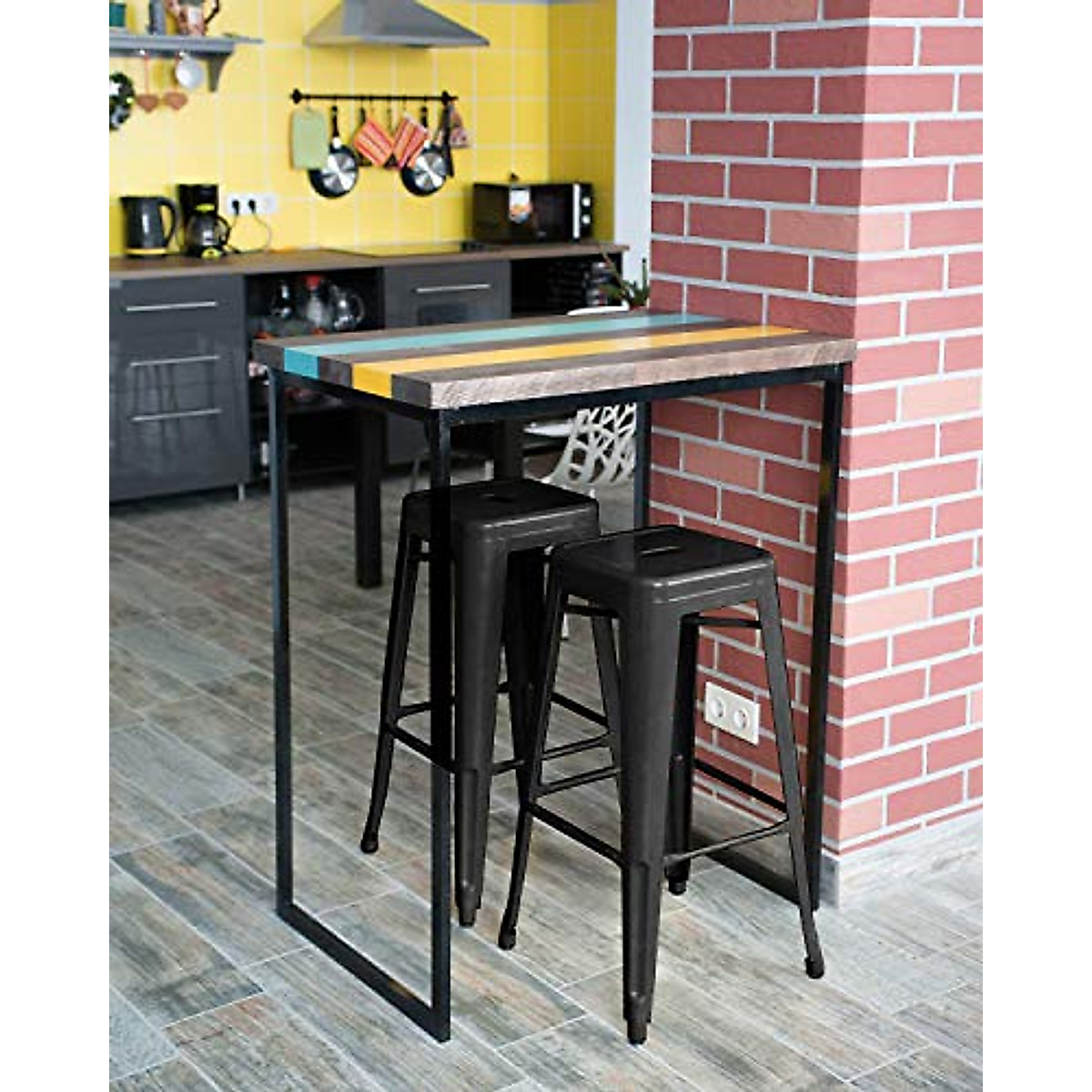 FDW Metal Bar Stools Set of 4 Counter Height Barstool Stackable Barstools 24 Inch 30 Inch Indoor Outdoor Patio Bar Stool Home Kitchen Dining Stool Backless Bar Chair (Black, 30")