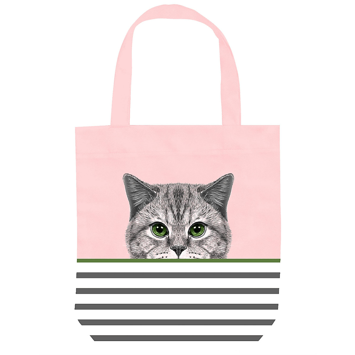 Cute Cat Pink Tote Bag - Cat Gifts for Women - Pink Black Cat Gifts for Cat Lovers - Cat Mom Gifts - Birthday Bags for Cat Lover Gifts - Teacher, Book Tote Bag - Large Reusable for Shopping (Pink Cat)