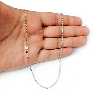 Jewelry Affairs 14k White Real Gold Cable Link Chain Necklace, 1.9mm, 24"