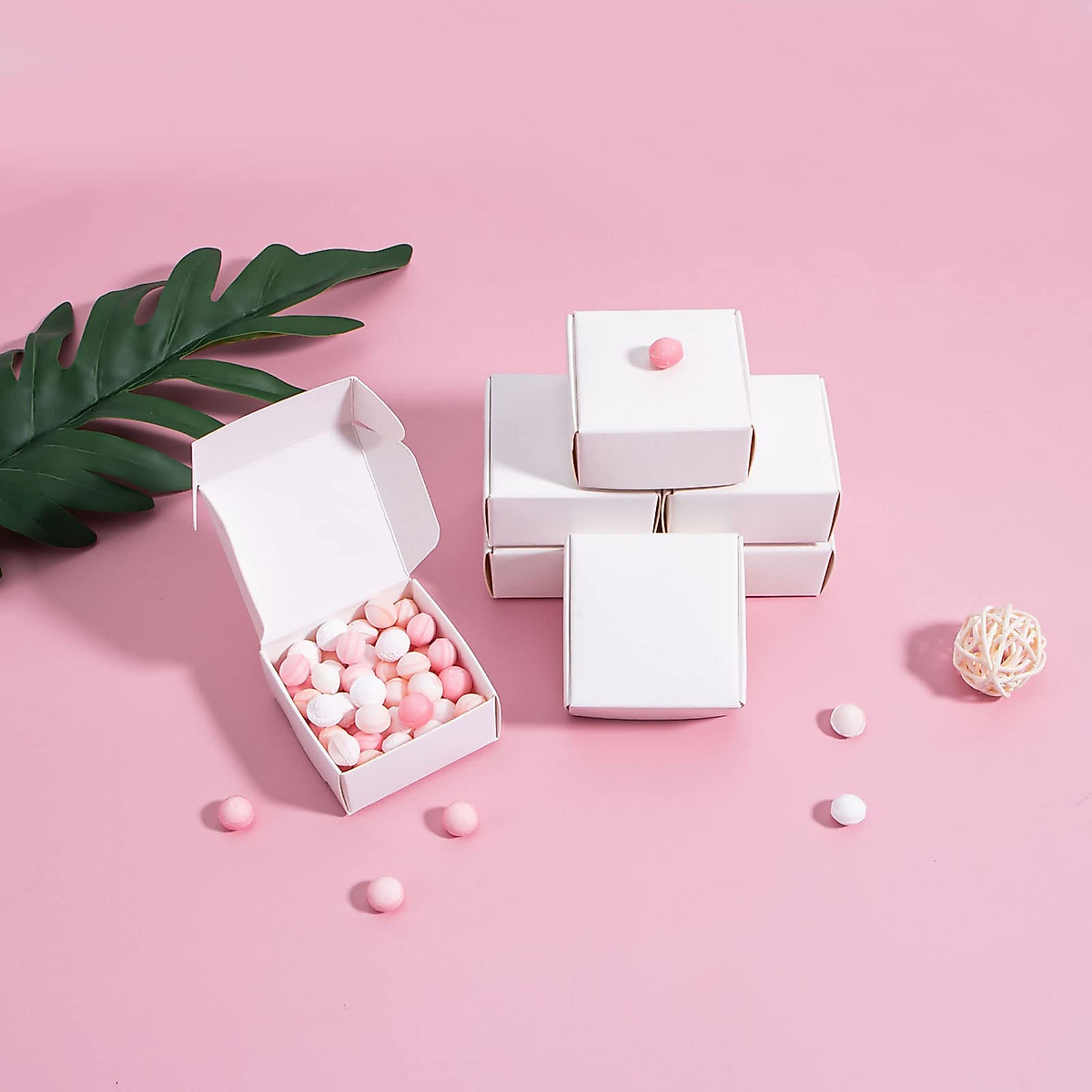 Sdootjewelry Small Gift Boxes, 1.57’’ × 1.57’’ × 0.98’’ Kraft Gift Boxes Bulk, 100 Pack Ring Boxes Bulk, Small Cardboard Boxes for Jewelry Packaging, White