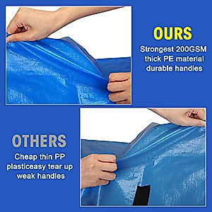 Nuogo 12 Pieces Heavy Duty Moving Bags Extra Large Storage Bags with Strong Handles Zippers Blue Moving Storage Bags Totes for Space Saving Moving Camping College Dorm Christmas Decorations Storage